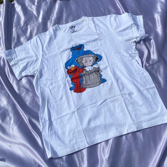 Uniqlo | Shirts | Kaws Uniqlo Sesame Street Trash Can Elmo Cookie ...